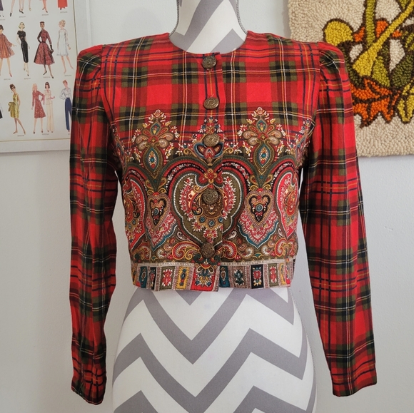 karin stevens | Tops | Karin Stevens 8s Vintage Cropped Mixed Print ...